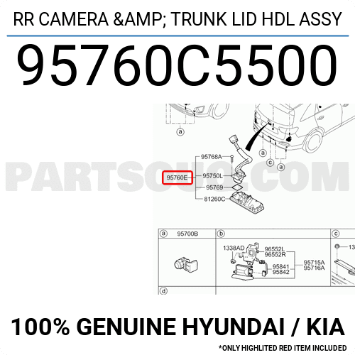 RR CAMERA & TRUNK LID HDL ASSY 95760C5500 | Hyundai / KIA Parts | PartSouq