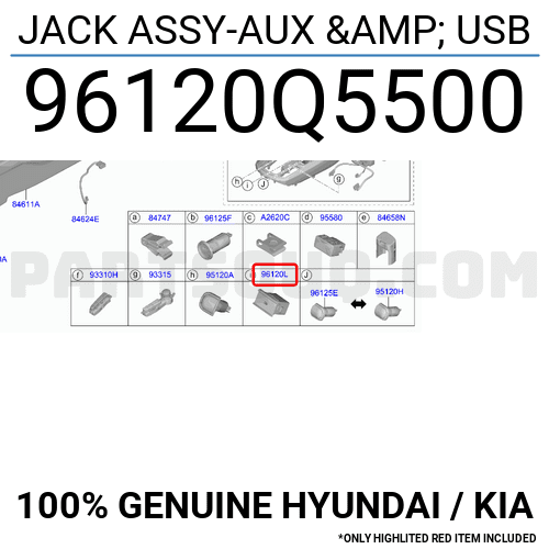 JACK ASSY-AUX & USB 96120Q5500 | Hyundai / KIA Parts | PartSouq