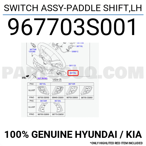 SWITCH ASSY-PADDLE SHIFT,LH 967703S001 | Hyundai / KIA Parts | PartSouq