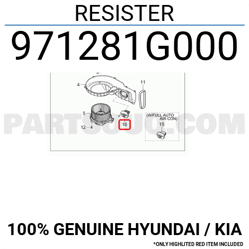 RESISTER 971281G000 | Hyundai / KIA Parts | PartSouq