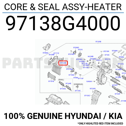 CORE & SEAL ASSY-HEATER 97138G4000 | Hyundai / KIA Parts | PartSouq