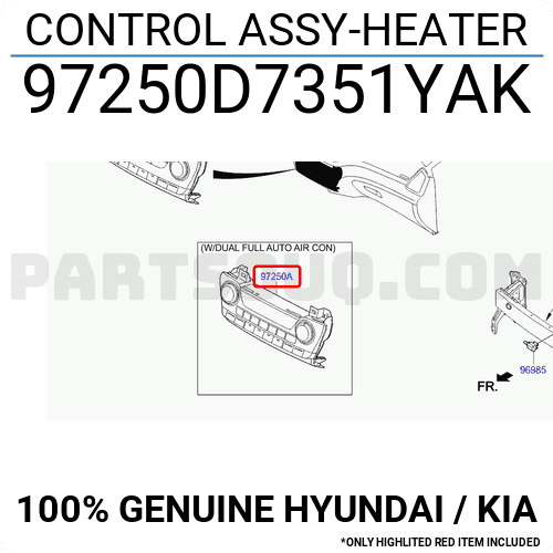 CONTROL ASSY-HEATER 97250D7351YAK | Hyundai / KIA Parts | PartSouq