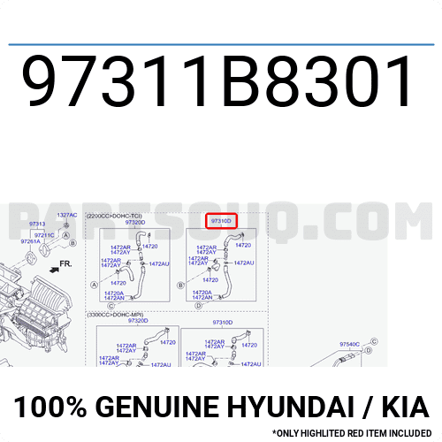 HOSE ASSY-WATER INLET 97311B8301 | Hyundai / KIA Parts | PartSouq