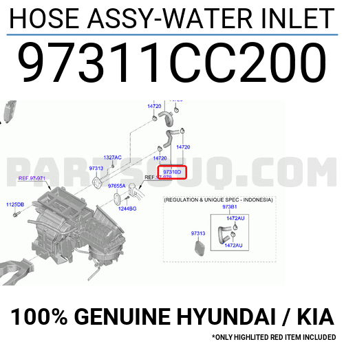 HOSE ASSY-WATER INLET 97311CC200 | Hyundai / KIA Parts | PartSouq