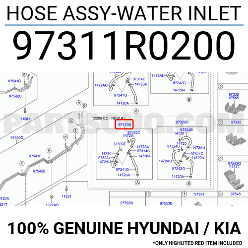 HOSE ASSY-WATER INLET 97311R0200 | Hyundai / KIA Parts | PartSouq