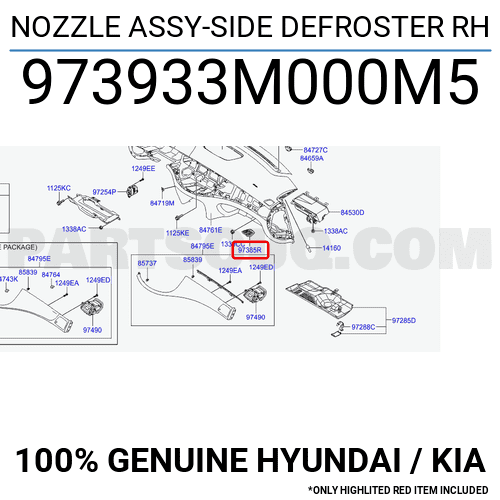 NOZZLE ASSY-SIDE DEFROSTER RH 973933M000M5 | Hyundai / KIA Parts | PartSouq