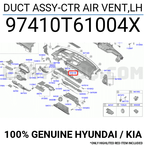 DUCT ASSY-CTR AIR VENT,LH 97410T61004X | Hyundai / KIA Parts | PartSouq