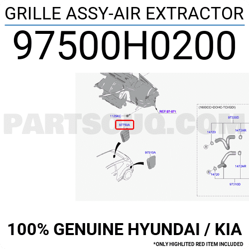 GRILLE ASSY-AIR EXTRACTOR 97500H0200 | Hyundai / KIA Parts | PartSouq