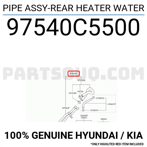 PIPE ASSY-REAR HEATER WATER 97540C5500 | Hyundai / KIA Parts | PartSouq