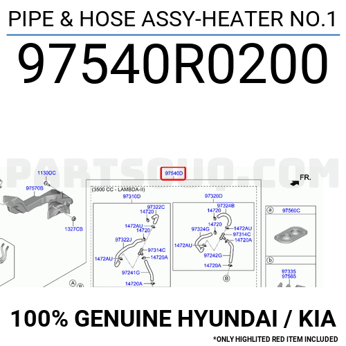 PIPE & HOSE ASSY-HEATER NO.1 97540R0200 | Hyundai / KIA Parts | PartSouq
