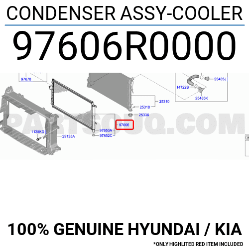 CONDENSER ASSY-COOLER 97606R0000 | Hyundai / KIA Parts | PartSouq