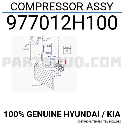 COMPRESSOR ASSY 977012H100 | Hyundai / KIA Parts | PartSouq