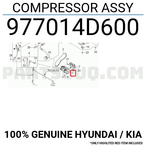 COMPRESSOR ASSY 977014D600 | Hyundai / KIA Parts | PartSouq