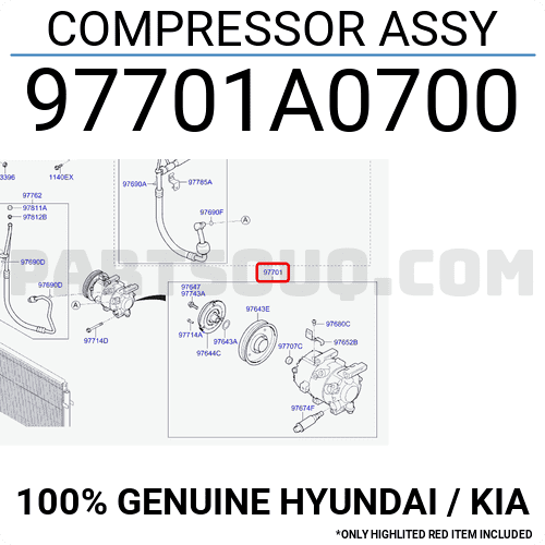 COMPRESSOR ASSY 97701A0700 | Hyundai / KIA Parts | PartSouq