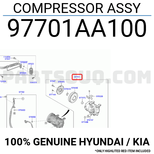 COMPRESSOR ASSY 97701AA100 | Hyundai / KIA Parts | PartSouq