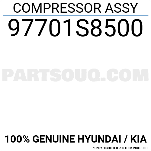 COMPRESSOR ASSY 97701S8500 | Hyundai / KIA Parts | PartSouq