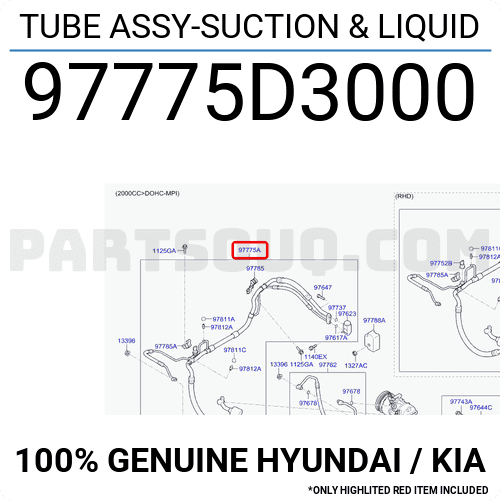 TUBE ASSY-SUCTION & LIQUID 97775D3000 | Hyundai / KIA Parts | PartSouq