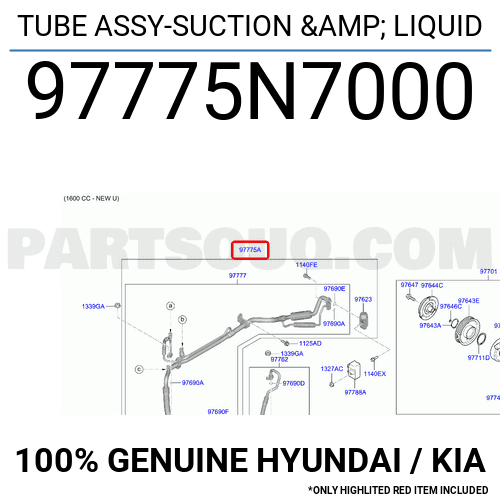 TUBE ASSY-SUCTION & LIQUID 97775N7000 | Hyundai / KIA Parts | PartSouq