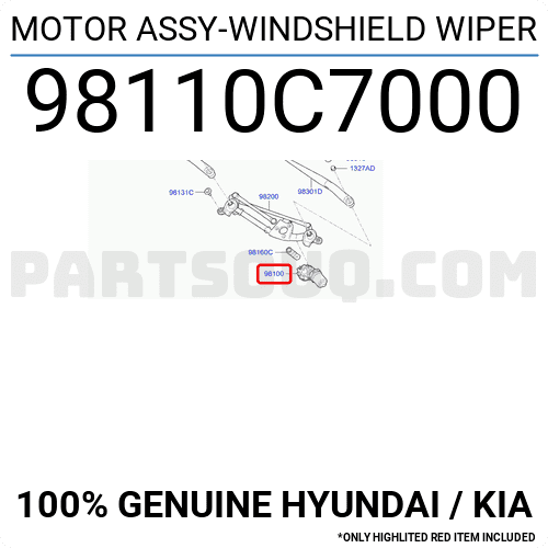 MOTOR ASSY-WINDSHIELD WIPER 98110C7000 | Hyundai / KIA Parts | PartSouq
