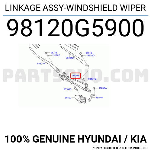 LINKAGE ASSY-WINDSHIELD WIPER 98120G5900 | Hyundai / KIA Parts | PartSouq