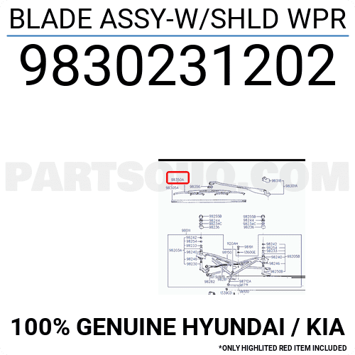 BLADE ASSY-W/SHLD WPR 9830231202 | Hyundai / KIA Parts | PartSouq