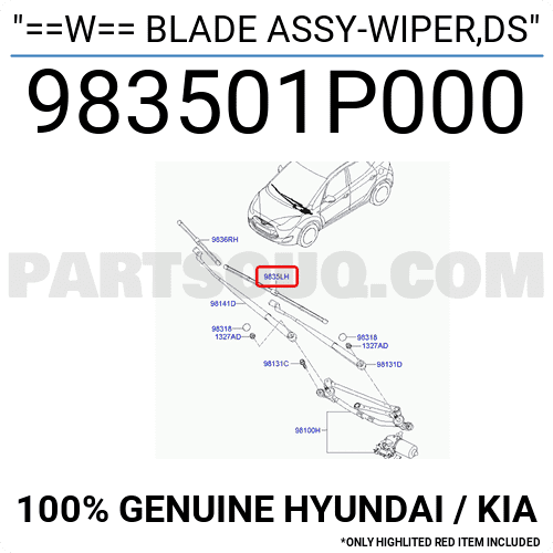 ==W== BLADE ASSY-WIPER,DS 983501P000 | Hyundai / KIA Parts | PartSouq