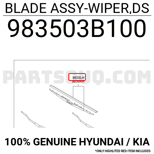BLADE ASSY-WIPER,DS 983503B100 | Hyundai / KIA Parts | PartSouq
