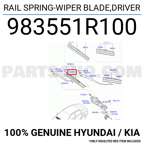 RAIL SPRING-WIPER BLADE,DRIVER 983551R100 | Hyundai / KIA Parts | PartSouq