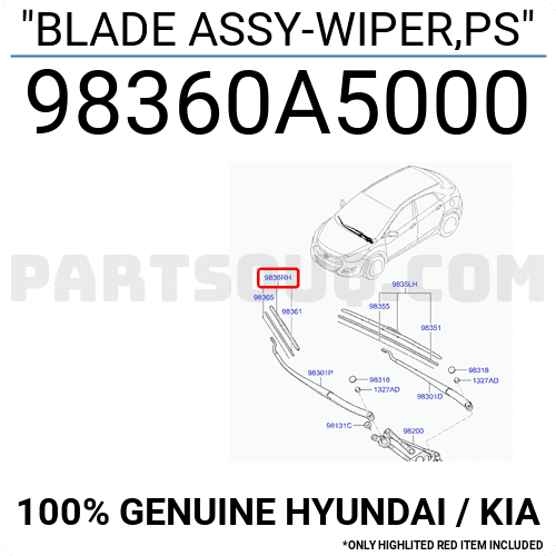 BLADE ASSY-WIPER,PS 98360A5000 | Hyundai / KIA Parts | PartSouq