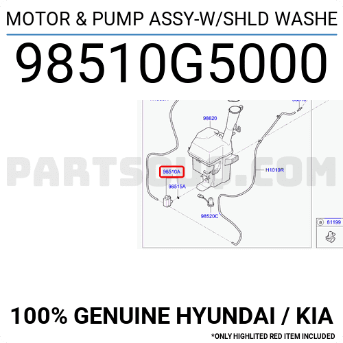 MOTOR & PUMP ASSY-W/SHLD WASHE 98510G5000 | Hyundai / KIA Parts | PartSouq