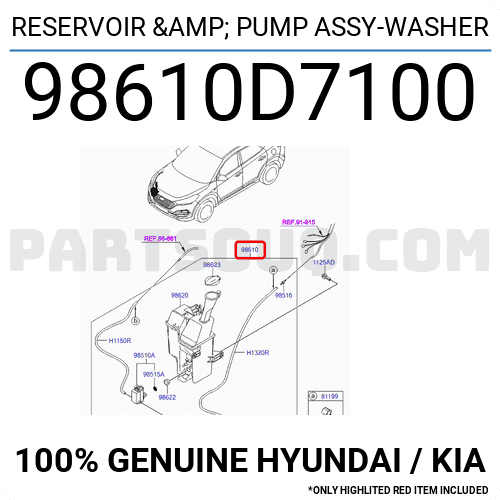 RESERVOIR & PUMP ASSY-WASHER 98610D7100 | Hyundai / KIA Parts | PartSouq