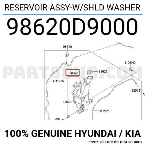 RESERVOIR ASSY-W/SHLD WASHER 98620D9000 | Hyundai / KIA Parts | PartSouq
