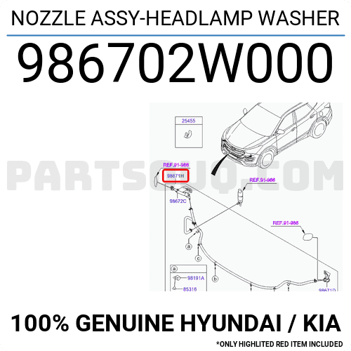 NOZZLE ASSY-HEADLAMP WASHER 986702W000 | Hyundai / KIA Parts | PartSouq