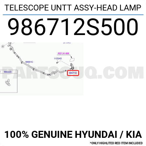 TELESCOPE UNTT ASSY-HEAD LAMP 986712S500 | Hyundai / KIA Parts | PartSouq