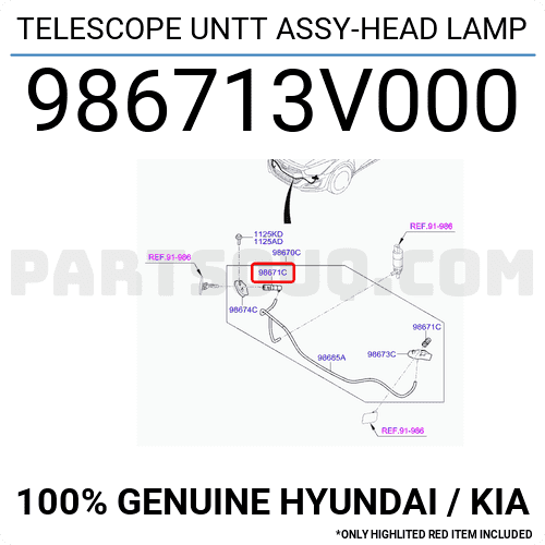 TELESCOPE UNTT ASSY-HEAD LAMP 986713V000 | Hyundai / KIA Parts | PartSouq