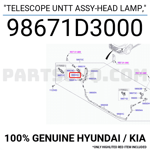 TELESCOPE UNTT ASSY-HEAD LAMP 98671D3000 | Hyundai / KIA Parts | PartSouq