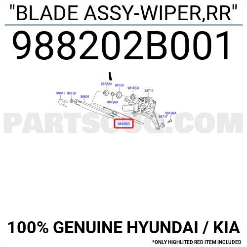 BLADE ASSY-WIPER,RR 988202B001 | Hyundai / KIA Parts | PartSouq