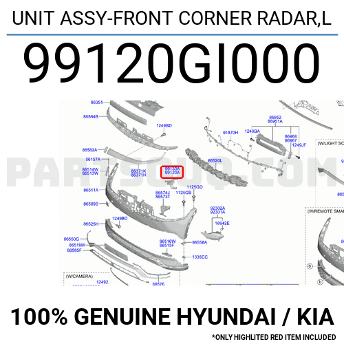 UNIT ASSY-FRONT CORNER RADAR,L 99120GI000 | Hyundai / KIA Parts | PartSouq