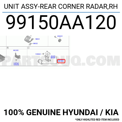 UNIT ASSY-REAR CORNER RADAR,RH 99150AA120 | Hyundai / KIA Parts | PartSouq
