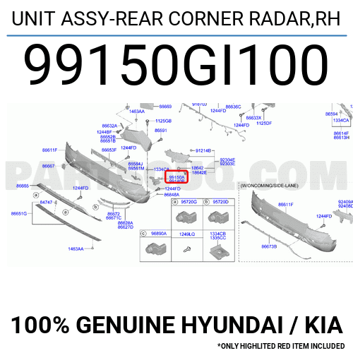 UNIT ASSY-REAR CORNER RADAR,RH 99150GI100 | Hyundai / KIA Parts | PartSouq