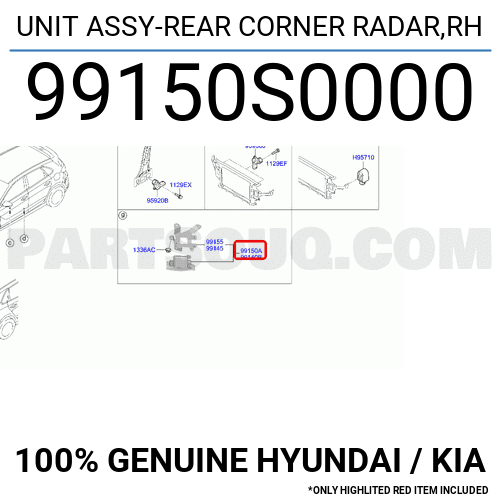 UNIT ASSY-REAR CORNER RADAR,RH 99150S0000 | Hyundai / KIA Parts | PartSouq