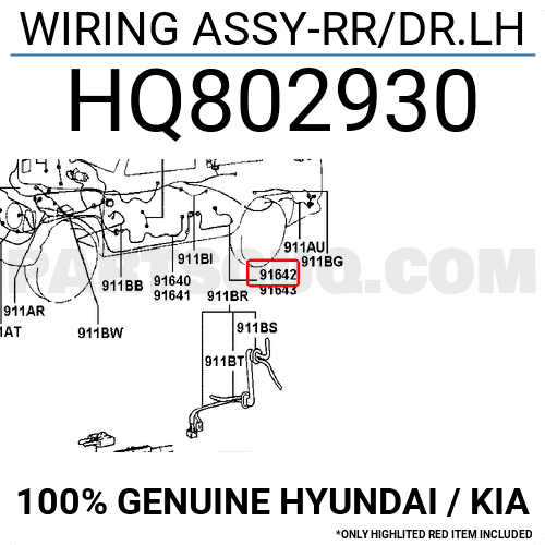 WIRING ASSY-RR/DR.LH HQ802930 | Hyundai / KIA Parts | PartSouq