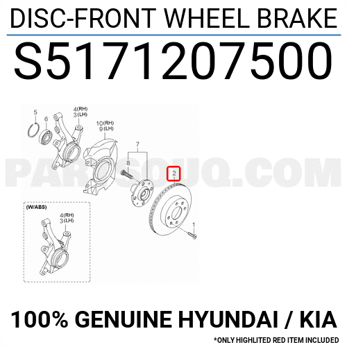 DISC-FRONT WHEEL BRAKE S5171207500 | Hyundai / KIA Parts | PartSouq