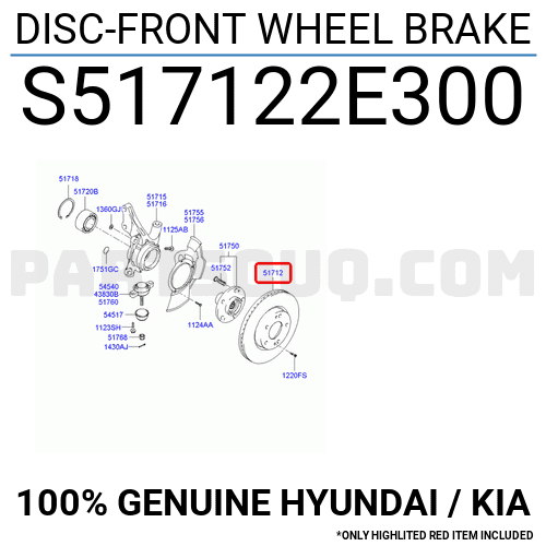DISC-FRONT WHEEL BRAKE S517122E300 | Hyundai / KIA Parts | PartSouq