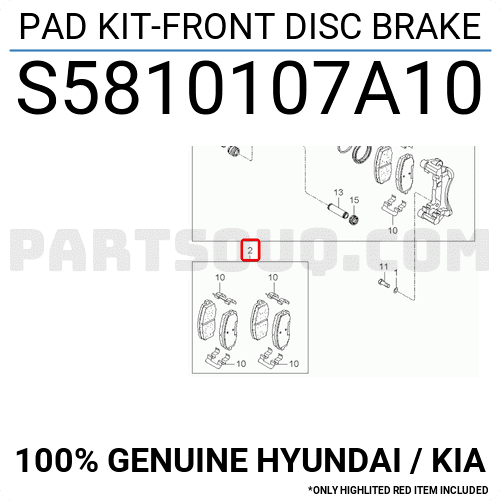 PAD KIT-FRONT DISC BRAKE S5810107A10 | Hyundai / KIA Parts | PartSouq