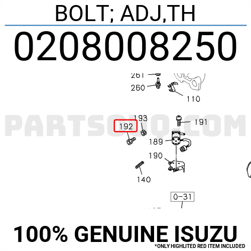 BOLT; ADJ,TH 0208008250 | Isuzu Parts | PartSouq