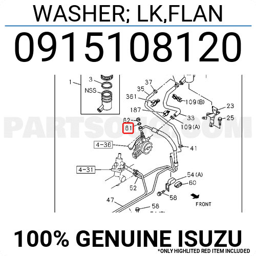 WASHER; LK,FLAN 0915108120 | Isuzu Parts | PartSouq