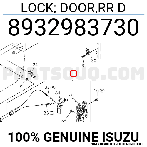 LOCK; DOOR,RR D 8932983730 | Isuzu Parts | PartSouq