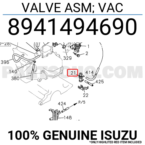 VALVE ASM; VAC 8941494690 | Isuzu Parts | PartSouq
