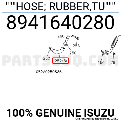 HOSE; RUBBER,TU 8941640280 | Isuzu Parts | PartSouq